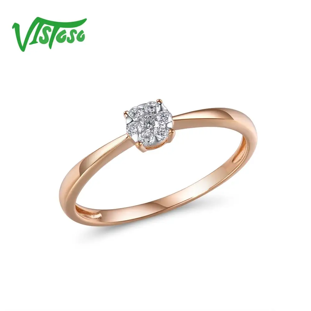 Женское кольцо VISTOSO из розового золота 585 пробы | AliExpress