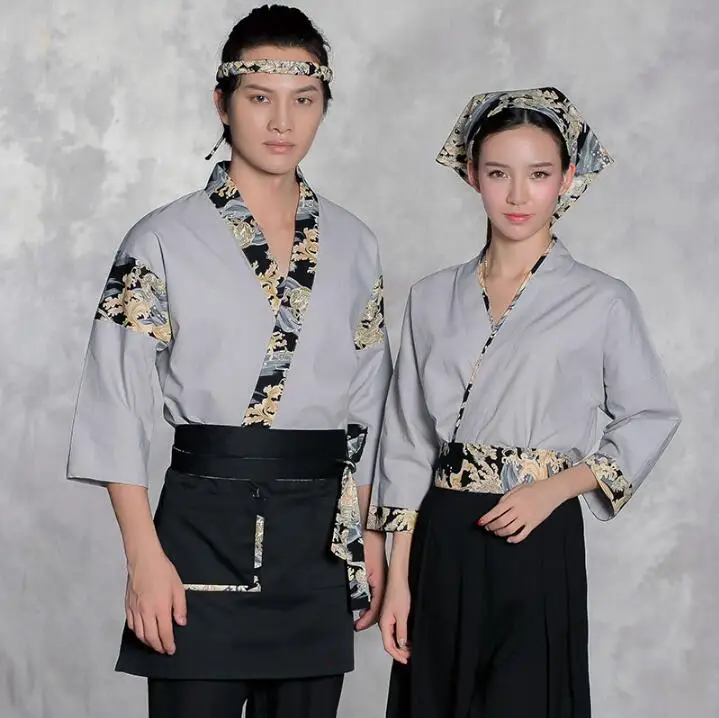 Japanese Restaurant uniforms Man&Woman Cooking Form Chef Sushi Cuisine ...