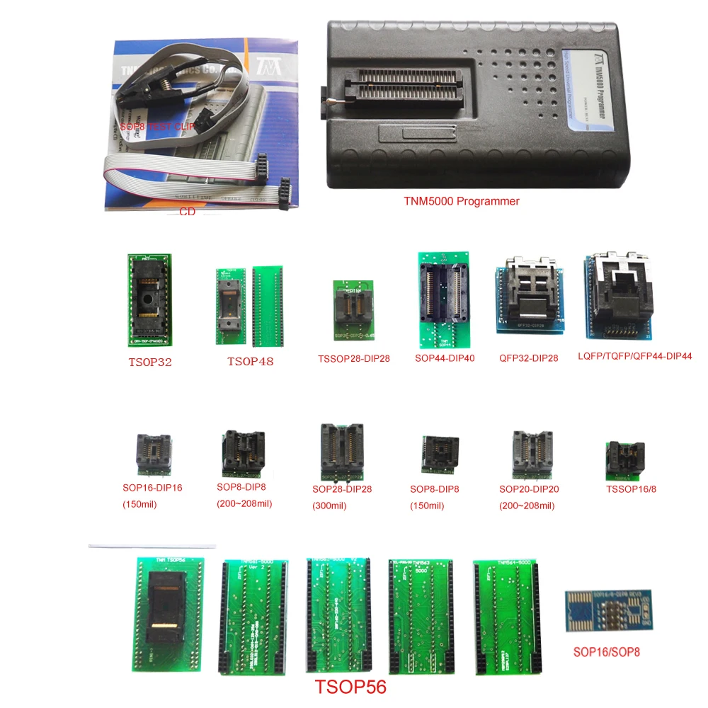 Support K9GAG08U0E, 2021 New TNM5000 USB EPROM Programmer+14pc sockets ...