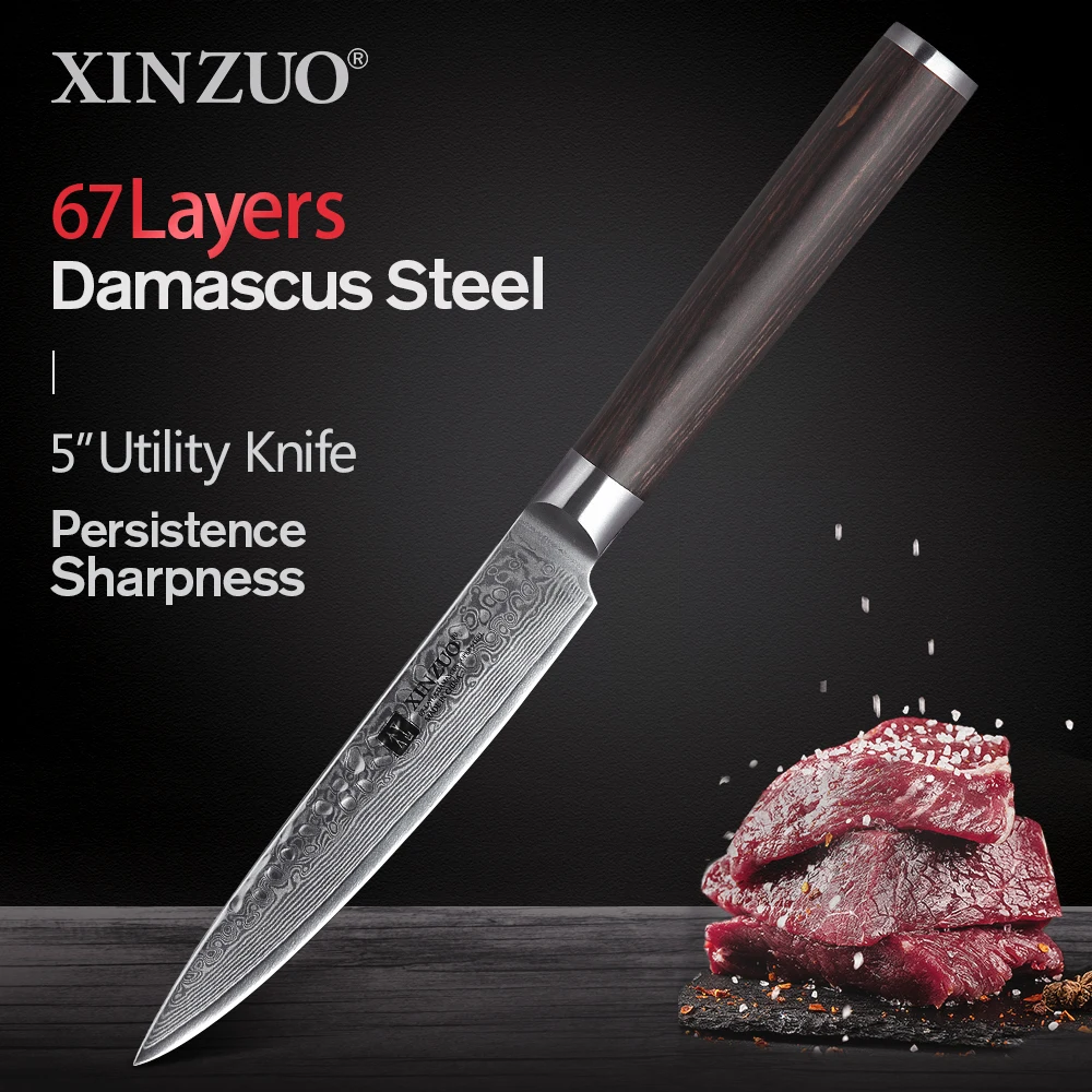 Универсальный нож Xinzuo из дамасской стали 5 дюймов Aliexpress