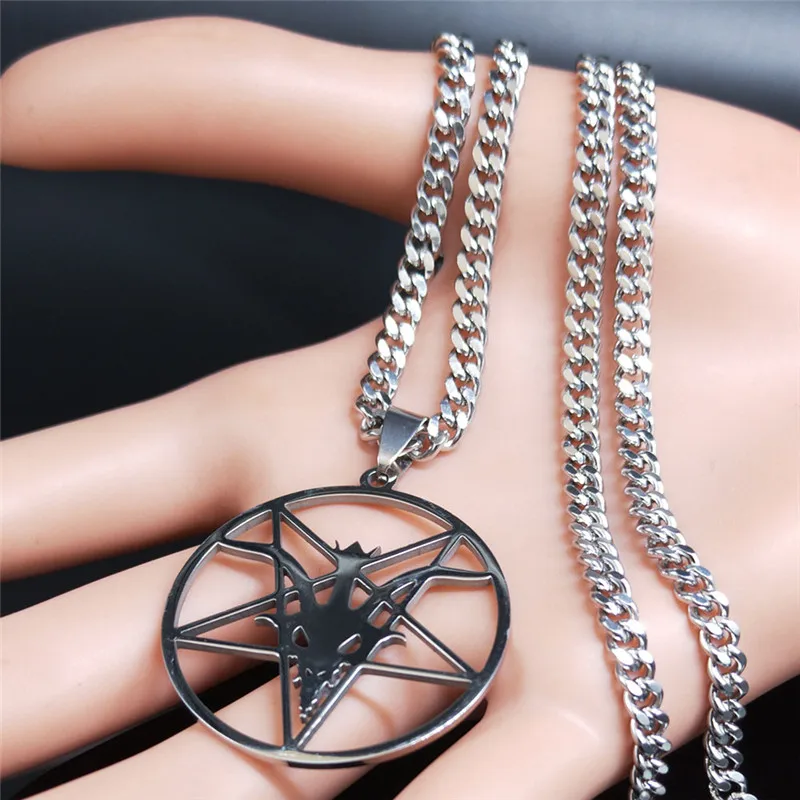 Satanic Stainless Steel Goat Head Necklace Pendant patch with the logo ...