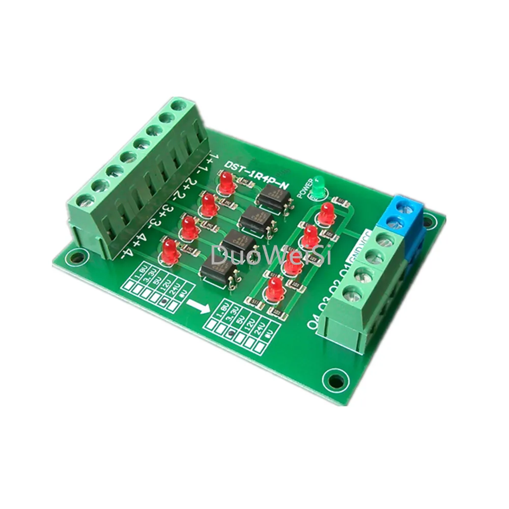 NPN output four-way optocoupler isolation PLC level voltage conversion ...