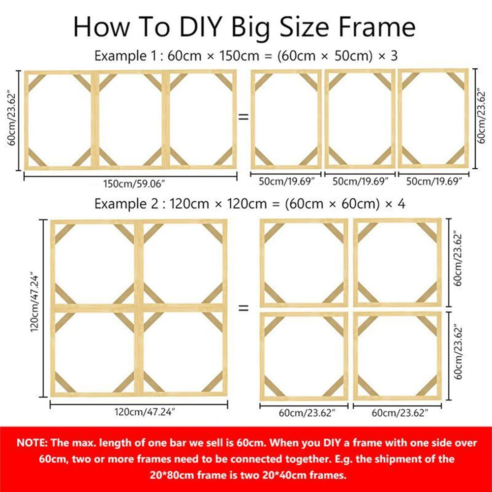 Natural Wood Frame For Canvas Painting Picture DIY Wall Photo Frame 