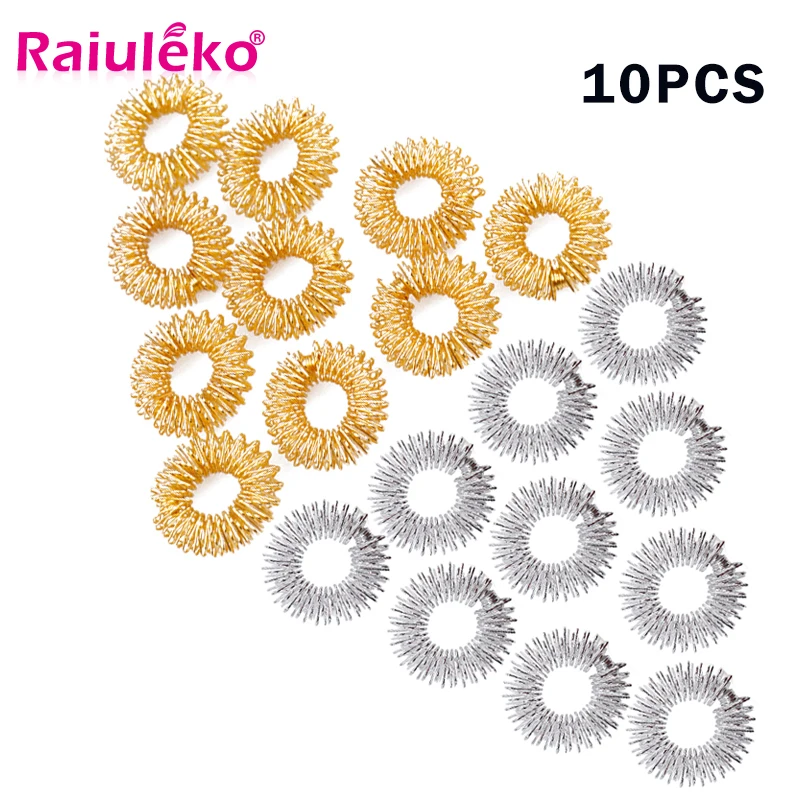 10Pcs Silver Massage Acupuncture Finger Rings Health Care Acupressure ...