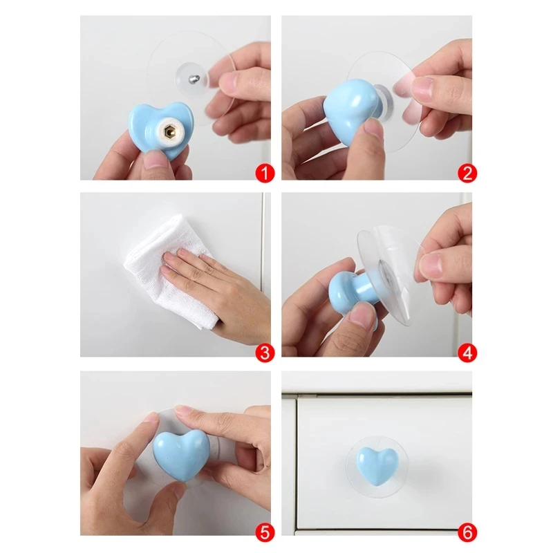 BOUTON DE MEUBLE,Pink-Heart Knob--Poignée de commode en forme de cœur 3 ...