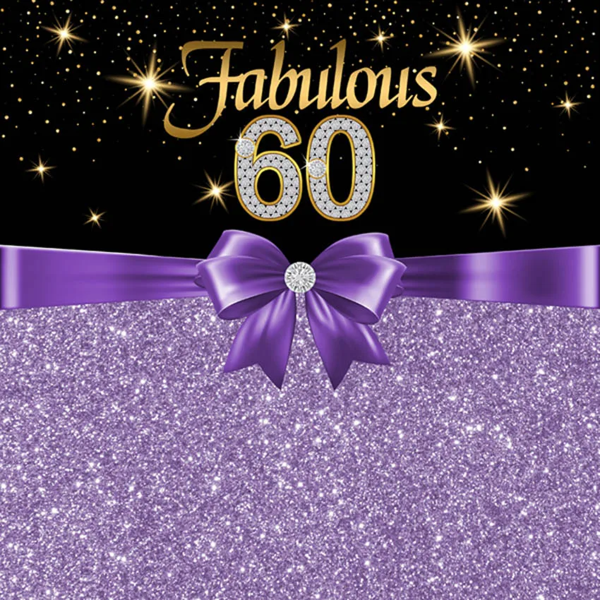 10x10FT Purple Sequins Happy 60th Birthday Prom Fabulous Sparkle Custom ...