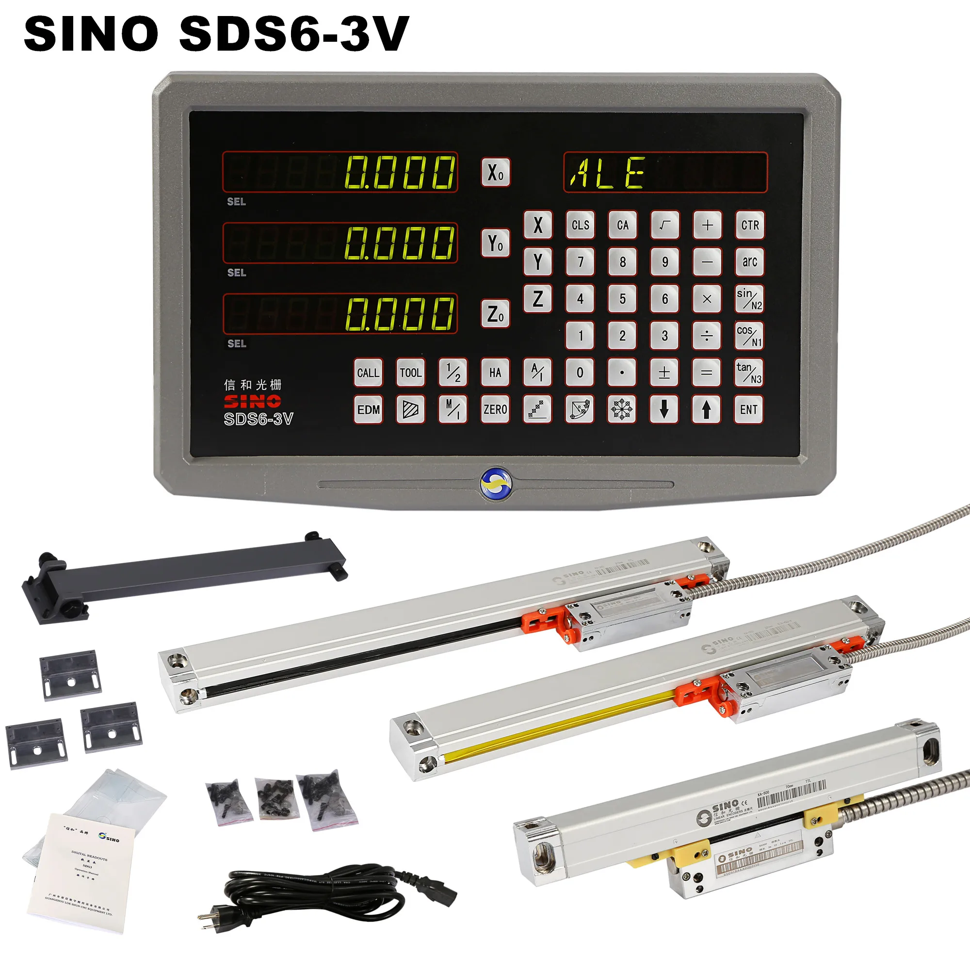SINO SDS6-3V Metal Case 3 Axis Lathe Milling DRO Digital Readout And ...