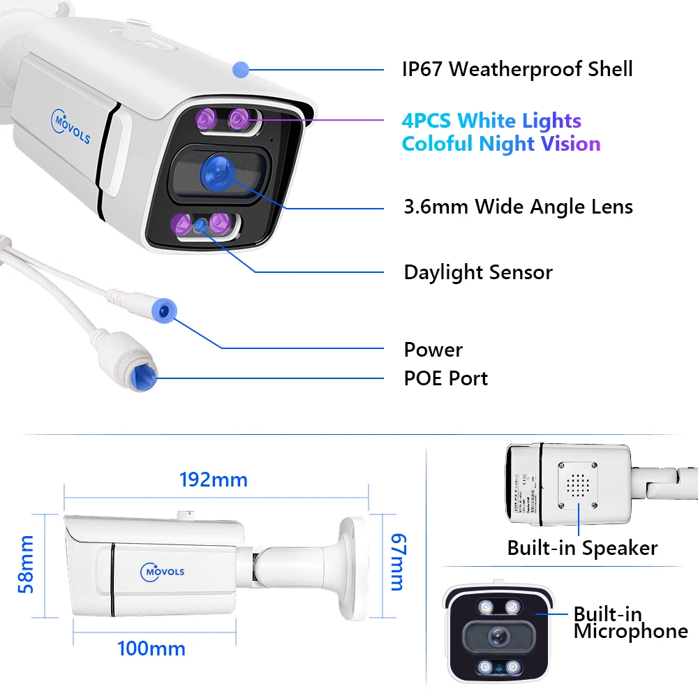 MOVOLS 4K 8MP POE Система безопасности камера 8CH P2P AI комплект ...