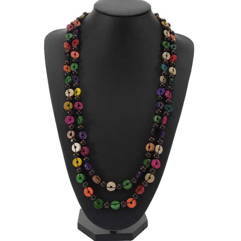 Богемное этническое ожерелье, длинные деревянные бусы, ювелирные ...