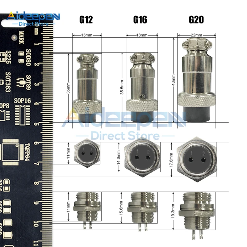 1Set of GX12, GX16, GX20 Connectors - Male+Female Circular Aviation ...