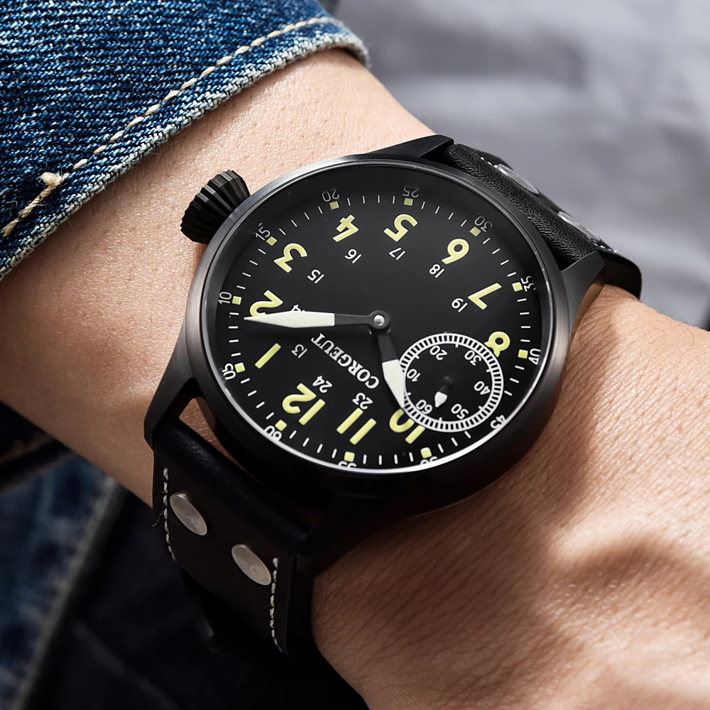 Corgeut 17 Jewels Mechanical Hand Winding Sapphire Wristwatch Seagull ...