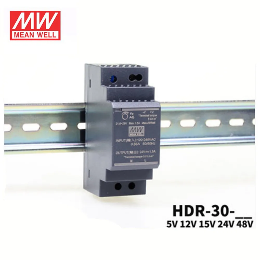 Original Mean Well HDR-30-5 HDR-30-24 24V meanwell Ultra Slim DIN Rail ...
