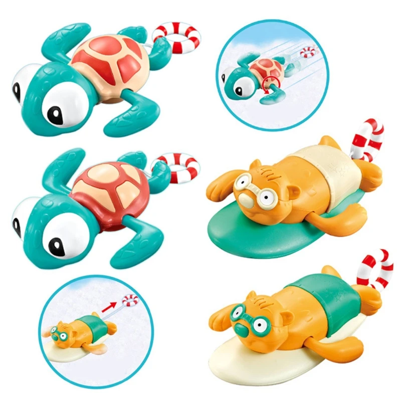 425F Funny Bath Toys Beaver/Turtle Pull String Toy Bath Cute Floating ...