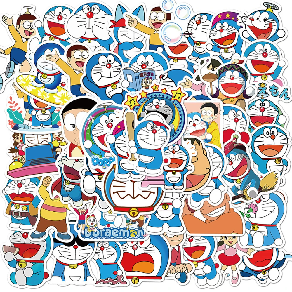 10/30/50PCS Cute Doraemon Cartoon Stickers Skateboard Fridge Snowboard ...