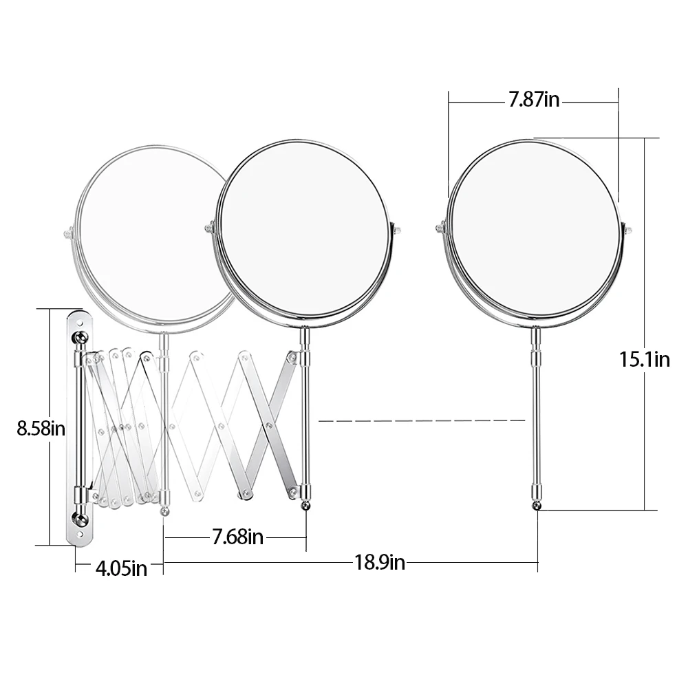 Double-Sided Magnifying Makeup Mirror, 7 Inch Diameter 1X/5X Wall ...