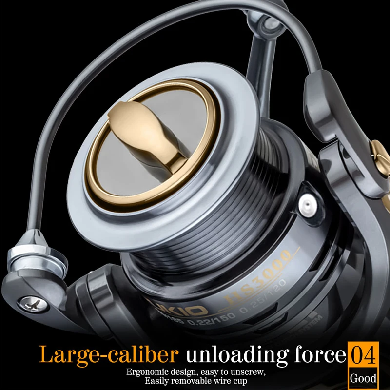 DEUKIO Fishing Reel Max Drag HS2000 HS3000 HS5000 7.1:1 High Speed Metal Spool CNC Handle ...