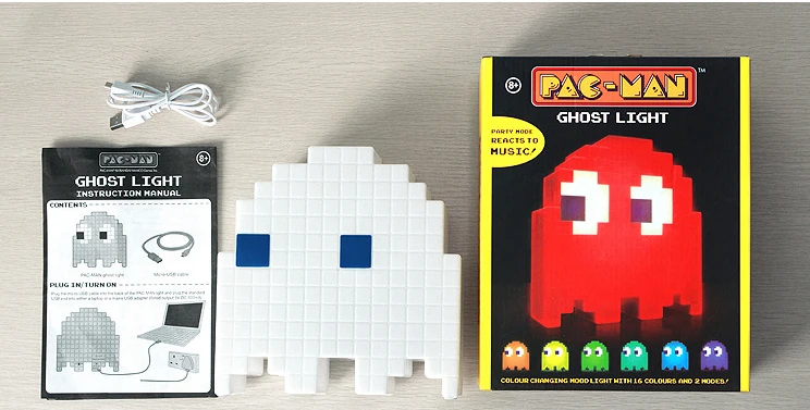 Pac-Man Pixel Night Light Lamp TOYS Icon Visual Illusion LED 3D Light ...