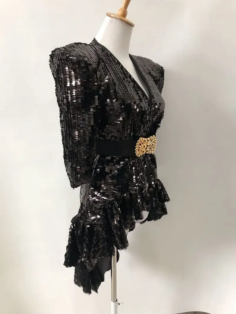 Sequins Tuxedo Singer Dress Costumes Stage Costume Nightclub Dj Rave ...