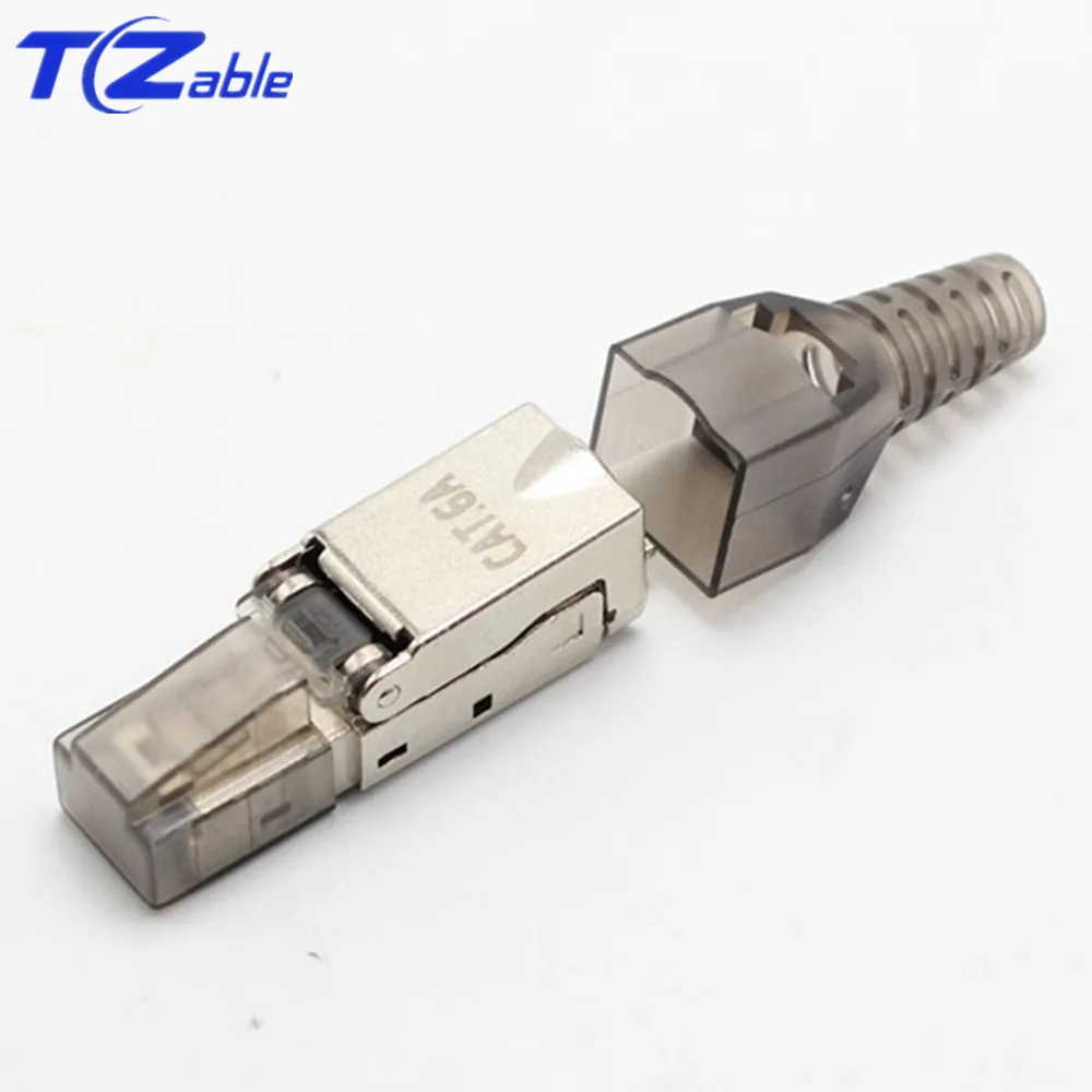 RJ45 Connector Cat6A Crimp Cable 10Gbps Shielded Network Extension Cord ...