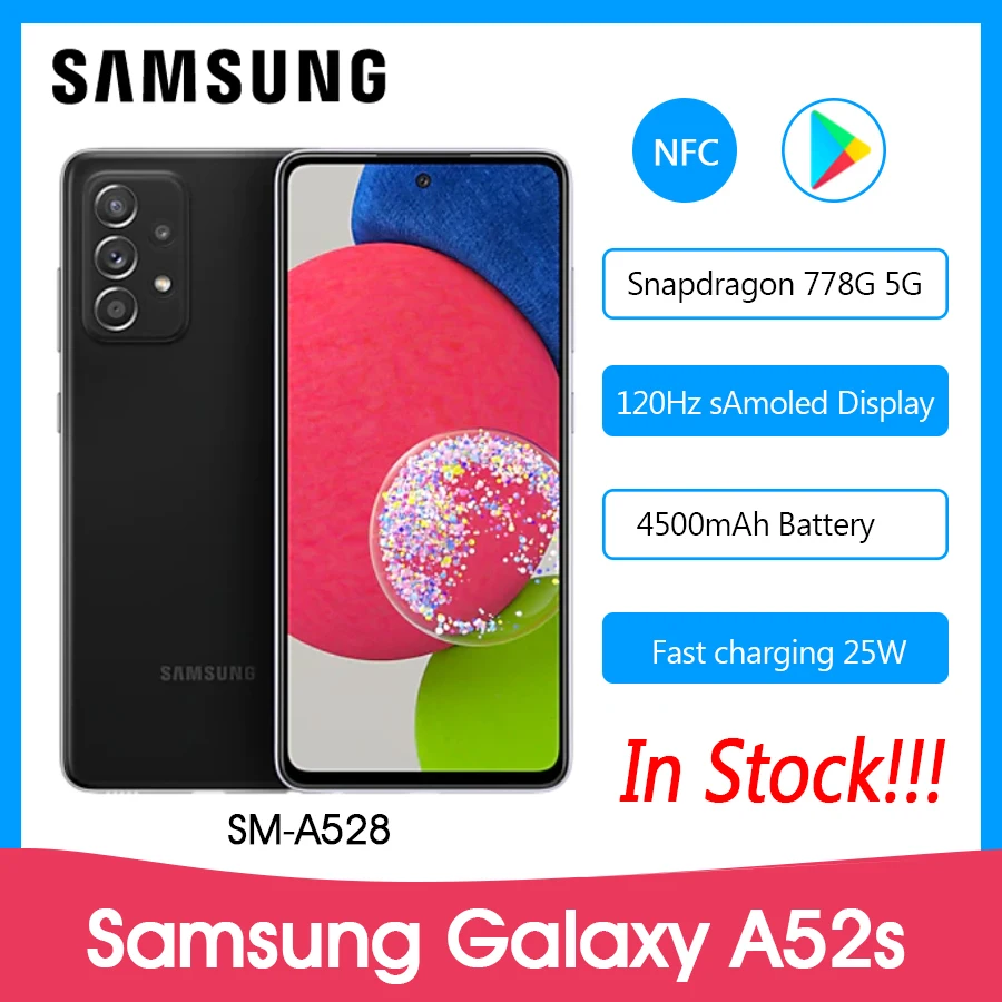 Samsung Galaxy A52s Sm-A528 5G Smartphone Sdm 778G Processor 120Hz Fhd+ ...