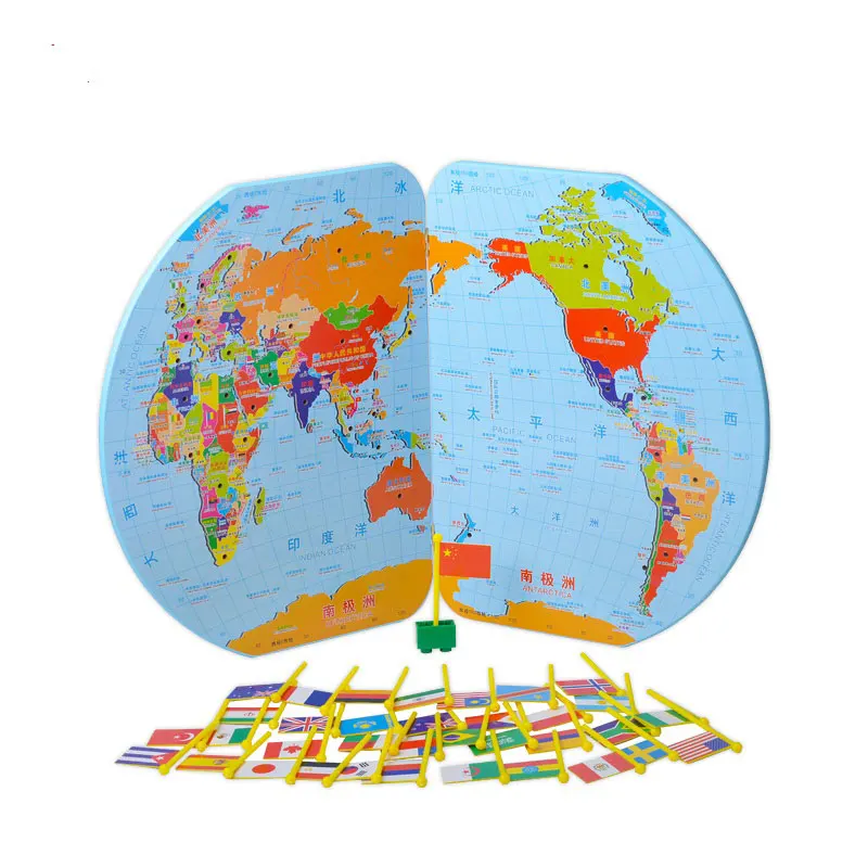 Wooden Montessori Infant Toys Montessori World Map Preschool ...