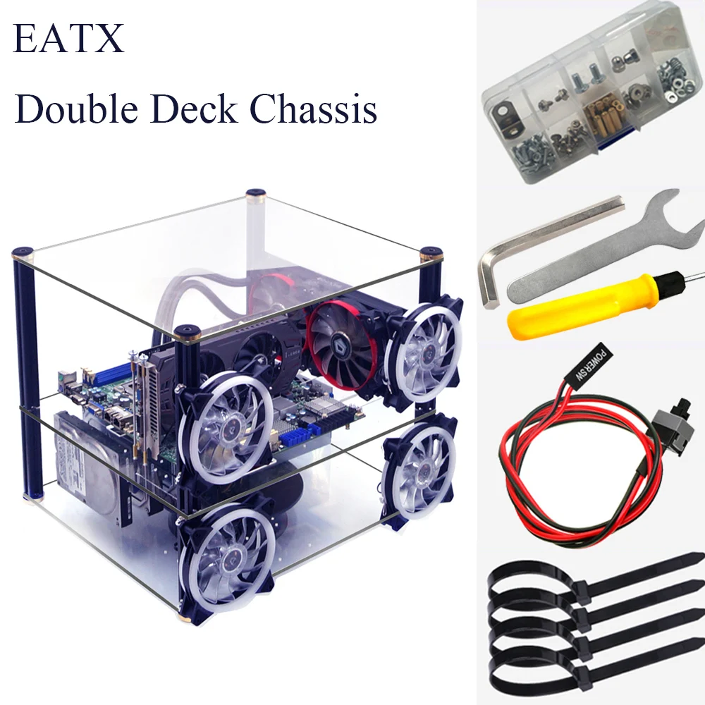 Acrylic Double Deck Chassis Open Case Two Layers ITX MATX ATX Desktop ...