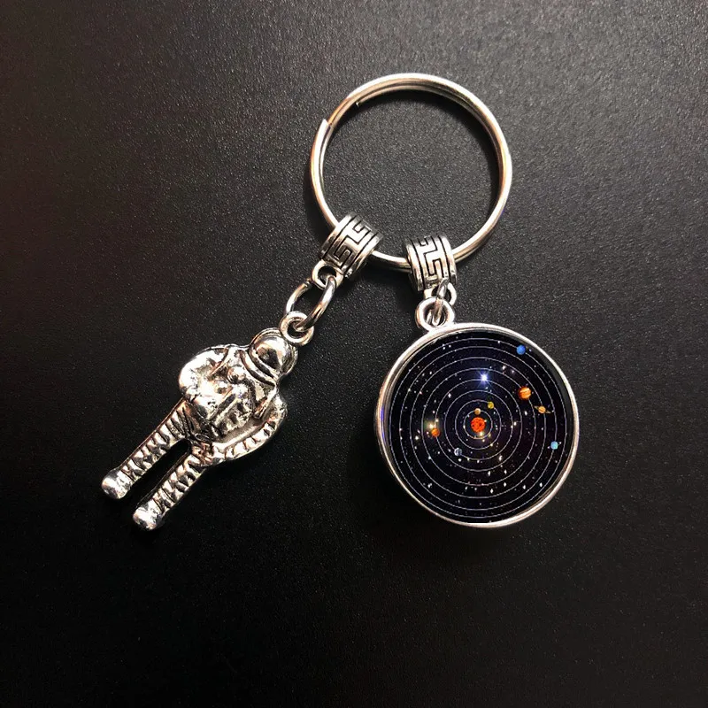 Solar System Planetary Keychain, Galaxy Nebula Double-sided Glass Space ...