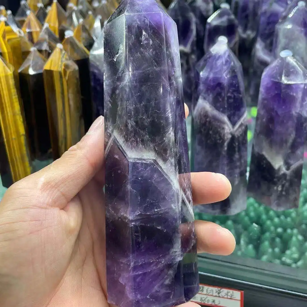 200-1200 г Природный кристалл мечты Аметист обелиск кварцевый кристалл ...