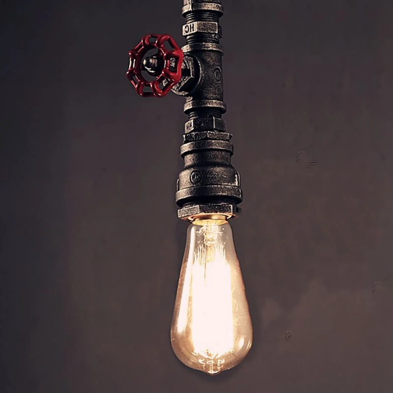 Water Pipes Pendant Light Industrial Hanging Pipe Ceiling Lamp Loft ...