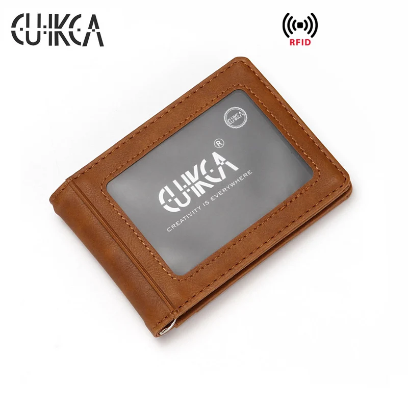 CUIKCA Unisex RFID Slim Leather Wallet with Metal Money Clip - Business ...
