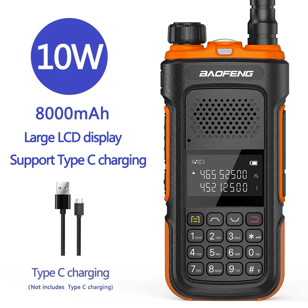 NEW 10W Baofeng UV-10R High Power 8000mAh Walkie Talkie Dual Band Transceiver Handheld With FCC ...