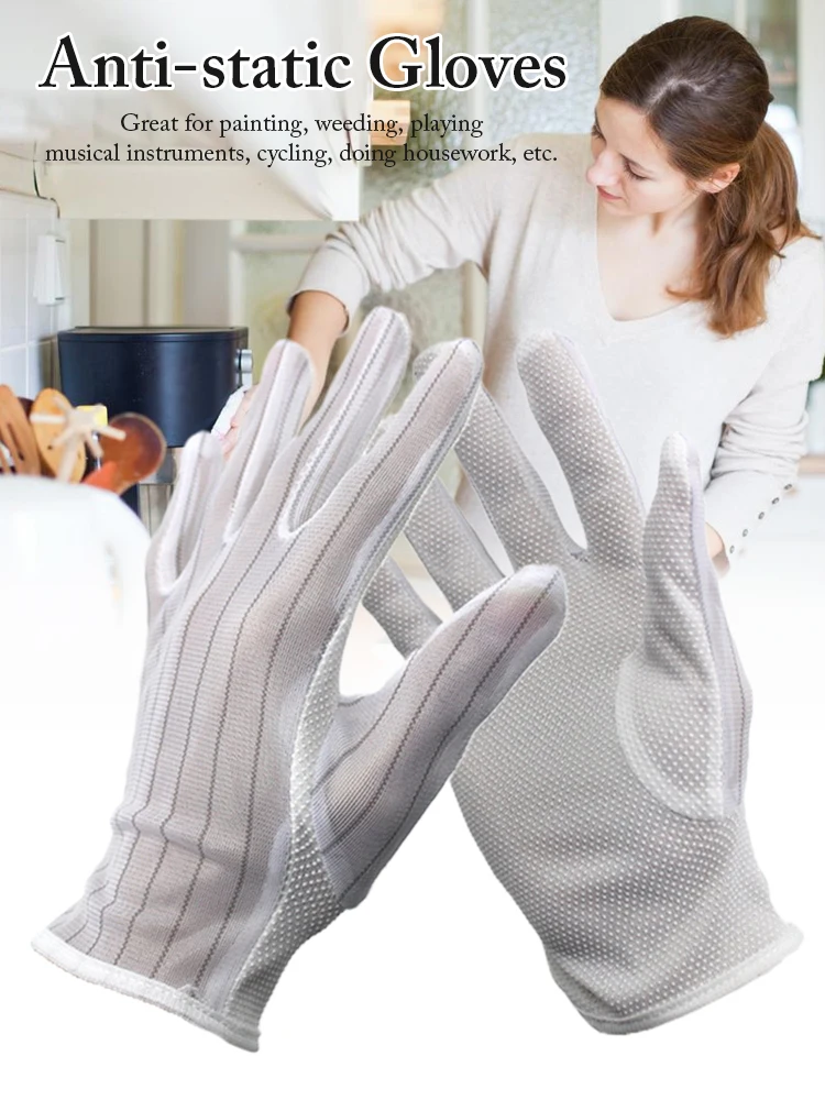 10 Pairs White Working Gloves Anti Static Glove PC Computer Electronic ...