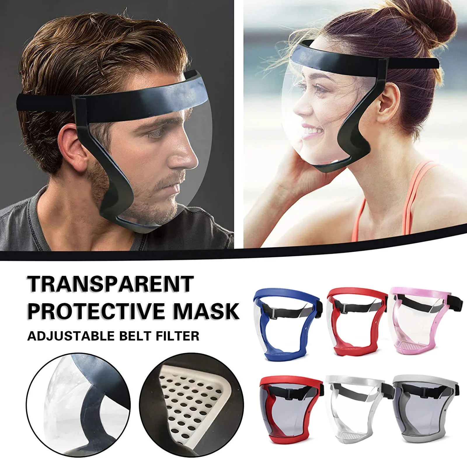 1pc Unisex Full Face Mask Fog Transparent Comfortable Breathable Mouth Mask Outdoor Windproof ...