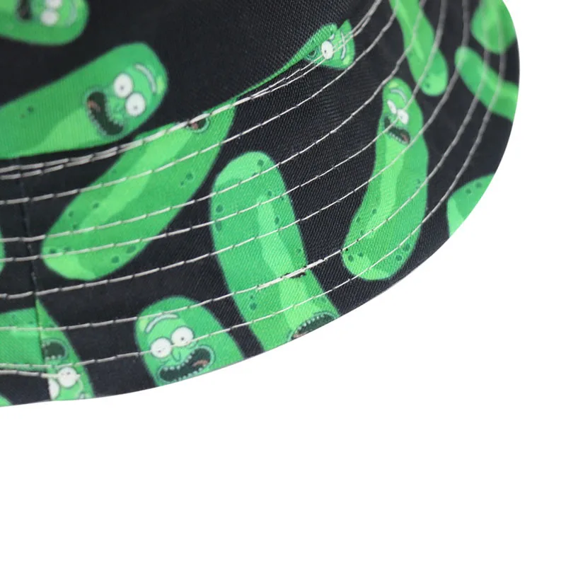 Winfox Cute Cartoon Printing Bucket Hat Rick Fisherman Hat Anime Larva ...