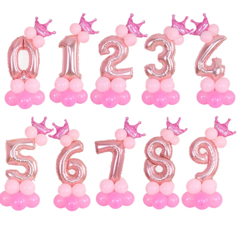 15PCS Number Foil Balloons Digit Birthday Balloons Decoration Number ...