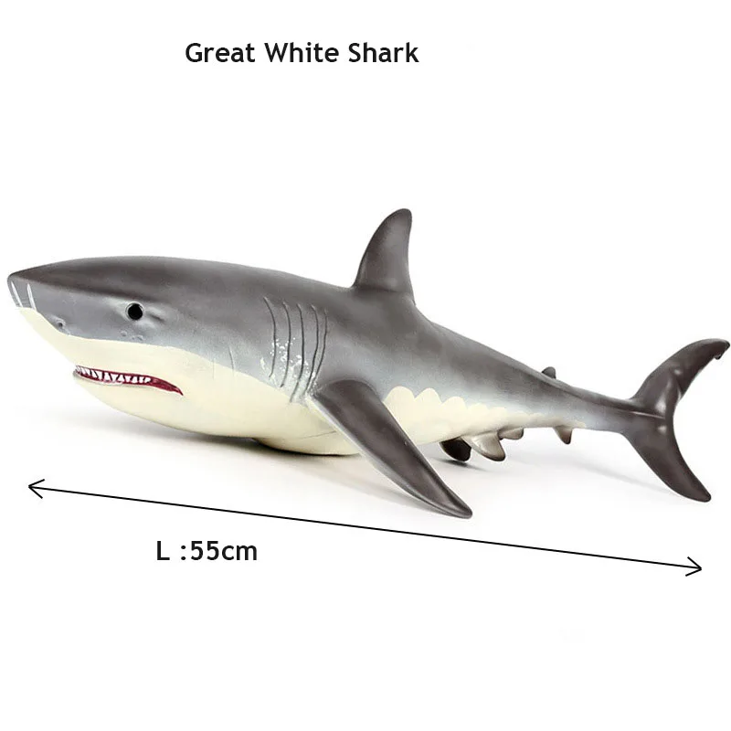 Large Size Soft Rubber Great White Shark Big Shark Action Figures Model ...