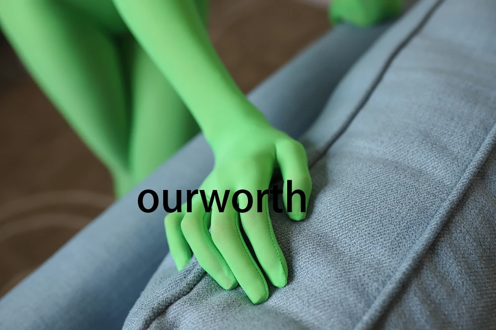 Green Spandex/spandex fullbody Zentai Suit Sexy Tight translucent Lycra ...