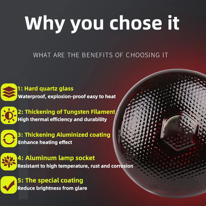 220V Poultry Heat Lamp Bulb Infrared Ray Thermal Preservation Heating ...