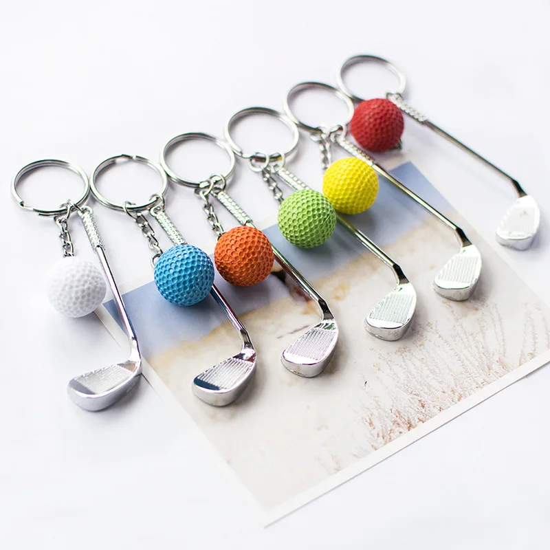 10Pcs Keychain Mini Golf Racket Ball Pendant Keyring Key Ring Creative ...