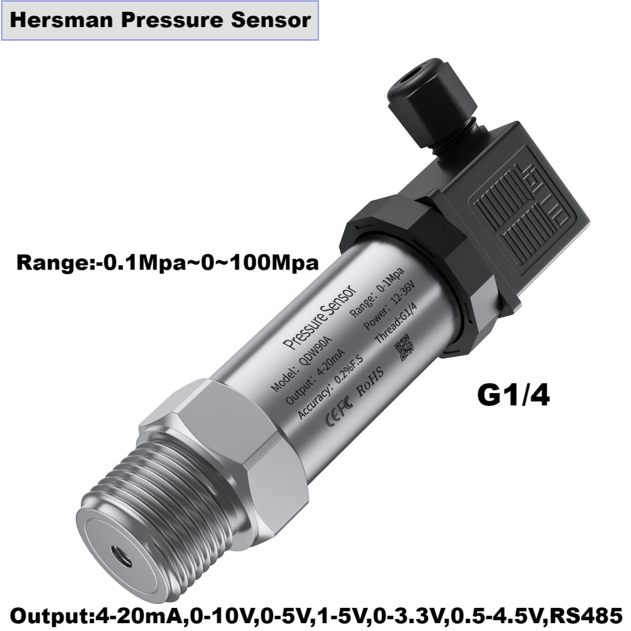 G1/4 Pressure Transducer Sensor 1.6Mpa 20Mpa 50Mpa 60Mpa 80Mpa Pressure ...