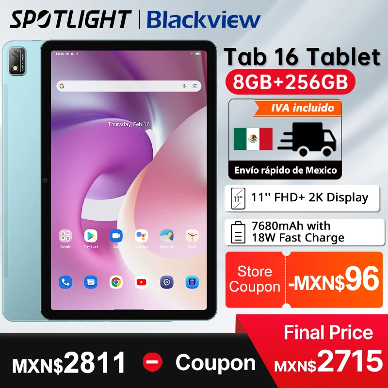 【Мировая премьера】Blackview Tab 16 Планшет Android 8 ГБ + 256 ГБ ...