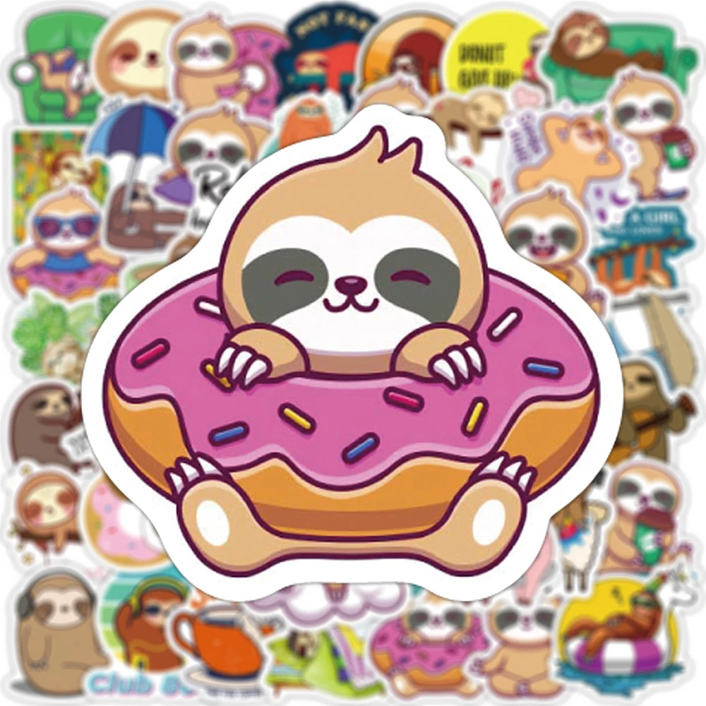 10/30/50PCS Kawaii Sloths Stickers Cartoon Fridge Guitar Laptop ...