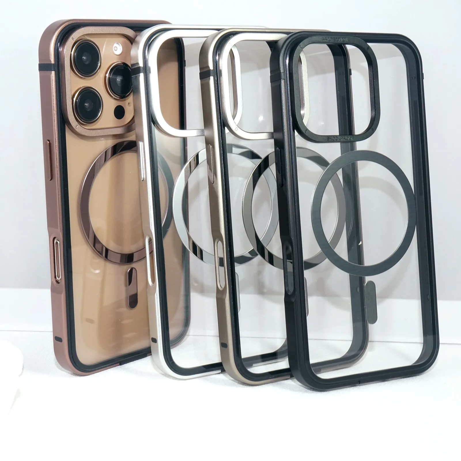 Оригинальный металлический бампер титанового цвета для iPhone 16, Pro ...