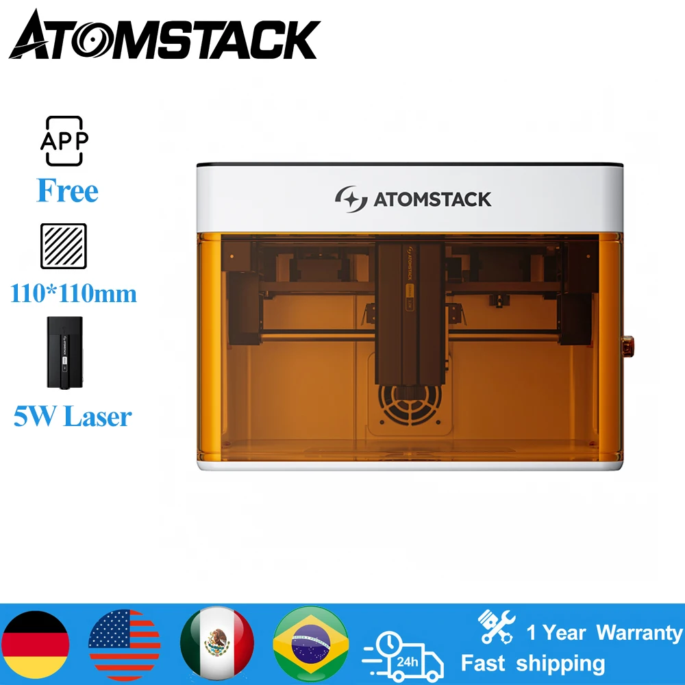 Лазерный гравер ATOMSTACK P1, мини-станок для лазерной резки и гравировки мощностью 5 Вт ...