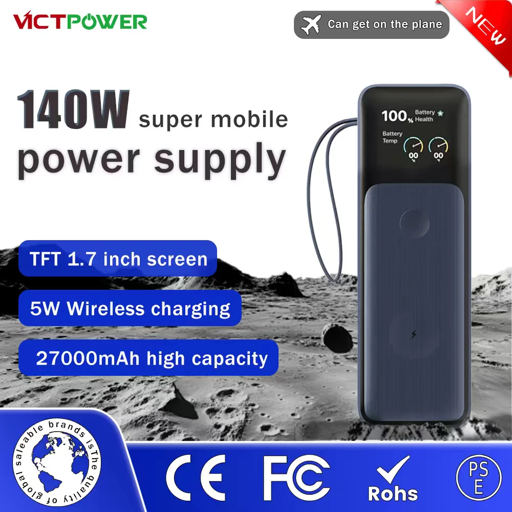 Victpower Quick Charge 140 Вт, 27000 мАч, внешний аккумулятор PD3.1 ...