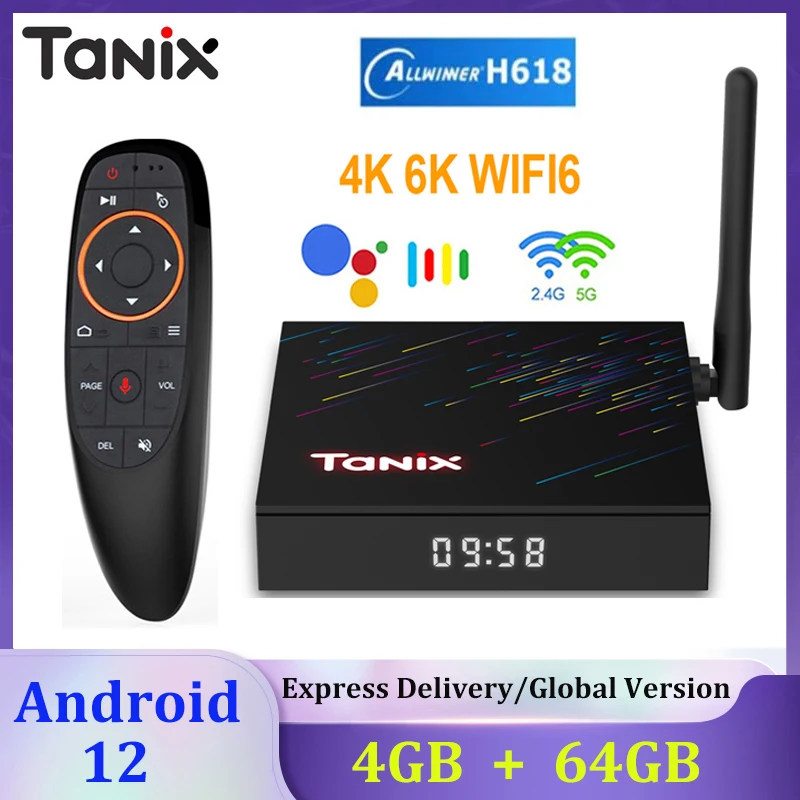 TANIX TX68 Smart TV BOX Android 12 4G 32G 64G Allwinner H618 2.4G и 5G ...