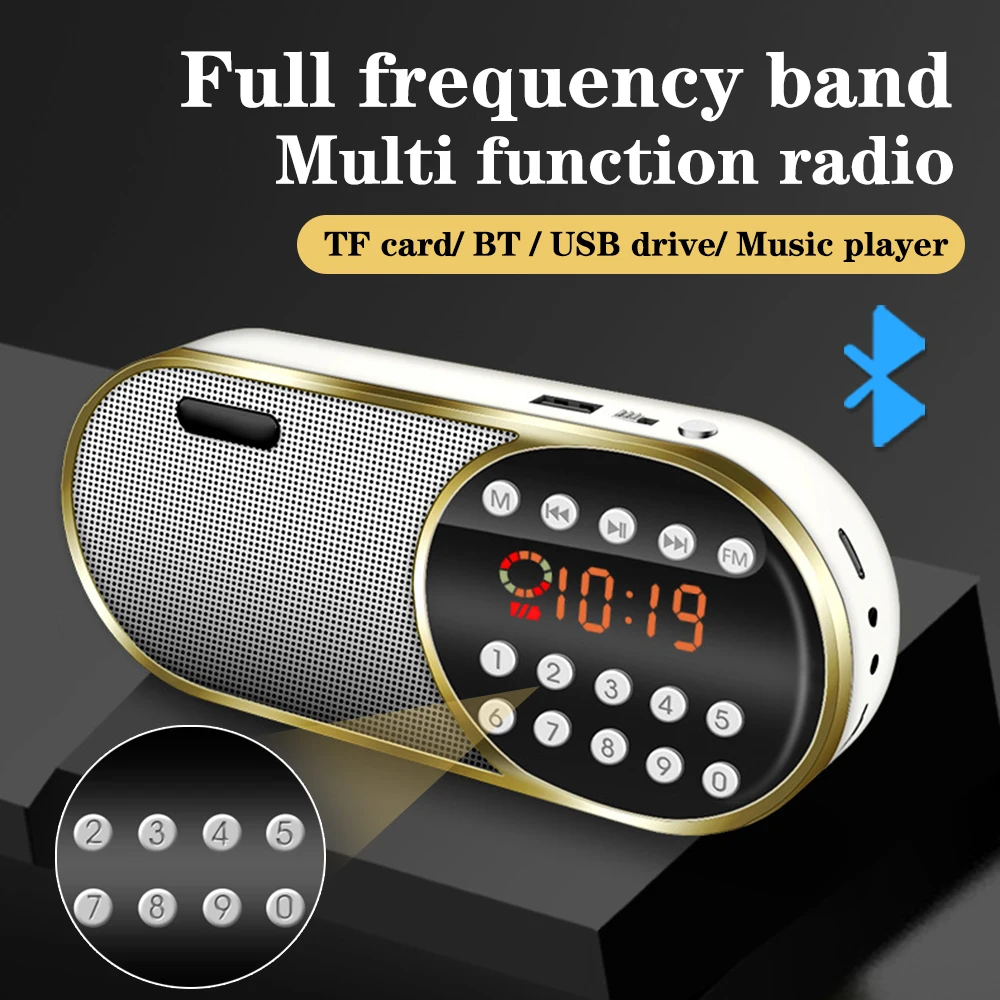 Портативный мини-радио беспроводной Bluetooth 5,0 колонка TF / USB ...