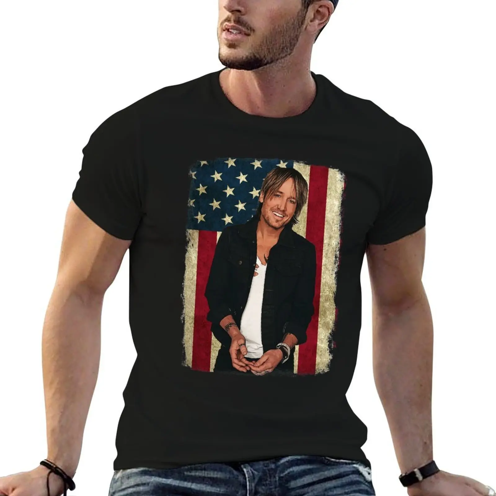 Винтажная футболка с американским флагом Keith Legend, футболки из ...