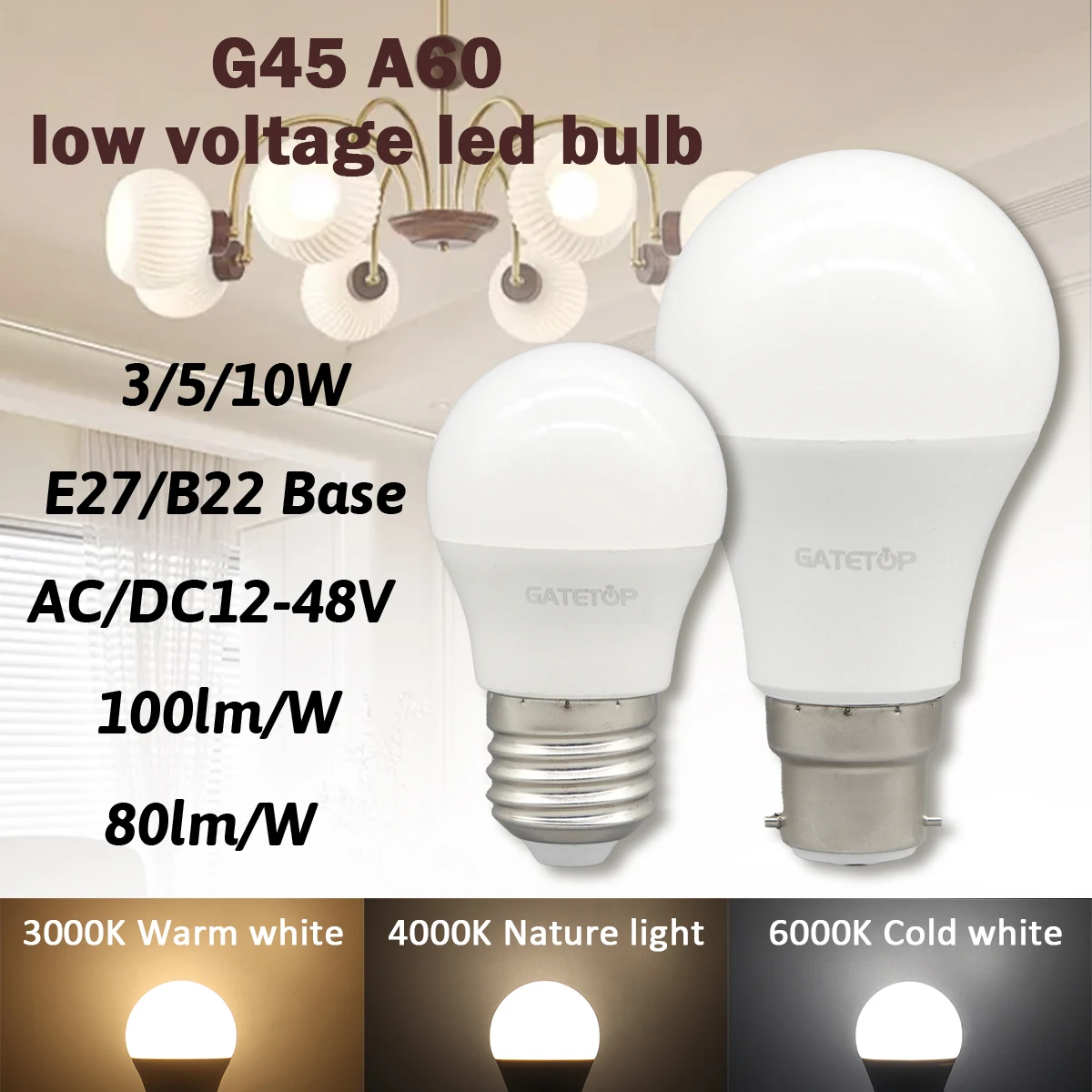 4-20PCS LED Bulb Lights AC DC 12V 24V 48V lampada E27 B22 lamp 3W 5W ...