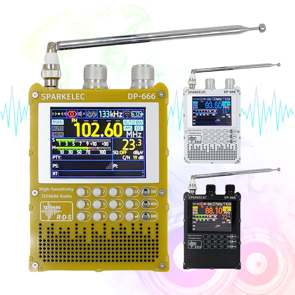 DP-666 TEF6686 Радио DSP Полнодиапазонный портативный радиоприемник 2,8-дюймовый IPS ЖК-дисплей ...